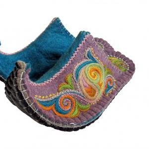 Handmade Felted Slippers Aladdin With Embroidery. Gift Packaged. Ready ...